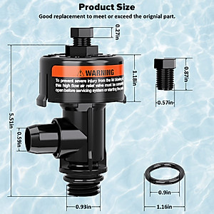High Flow Manual Air Relief Valve Replacement for Pool and Spa Filters, Pool Filter Air Relief Valve, Air Relief Valve for Pool Filter, Includes Relief Valve, Gauge Plug, O-rings.
