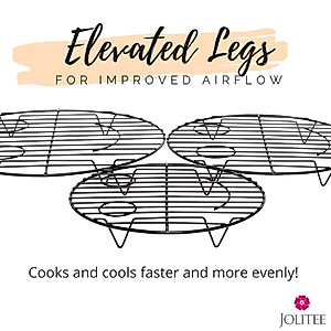 3PC Smiling Round Cooling Racks for Baking and Cooking, Stainless Steel Steamer Rack, Canning Rack, Cooking Rack, Cake Cooling Rack, Large, Med Small Cooling Rack, Trivet - Circle Wire Cooling Rack