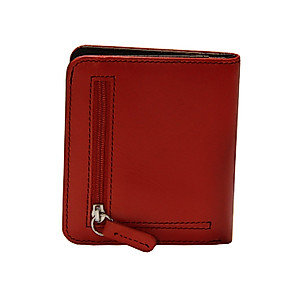 ili New York 7831 Two Tone Leather Wallet with RFID Blocking Lining (Red/Black)