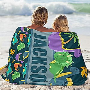 HYHSJY Personalized Dinosaur Blanket, Custom Baby Blankets for Girls Boys, Personalized Baby Girl Birthday Gifts, Customized Newborn Swadding Blanket with Name