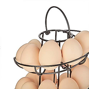 OBVIS Spiral Egg Skelter Dispenser Rack Metal Storage Holder Display Countertop Black