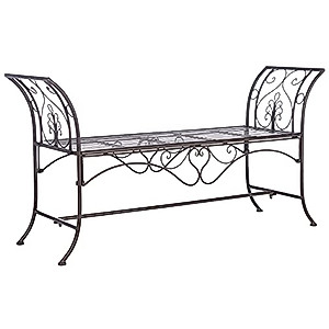 Safavieh PAT5016B Outdoor Collection Adina Rustic Brown Wrought Iron 51-inch Garden Bench