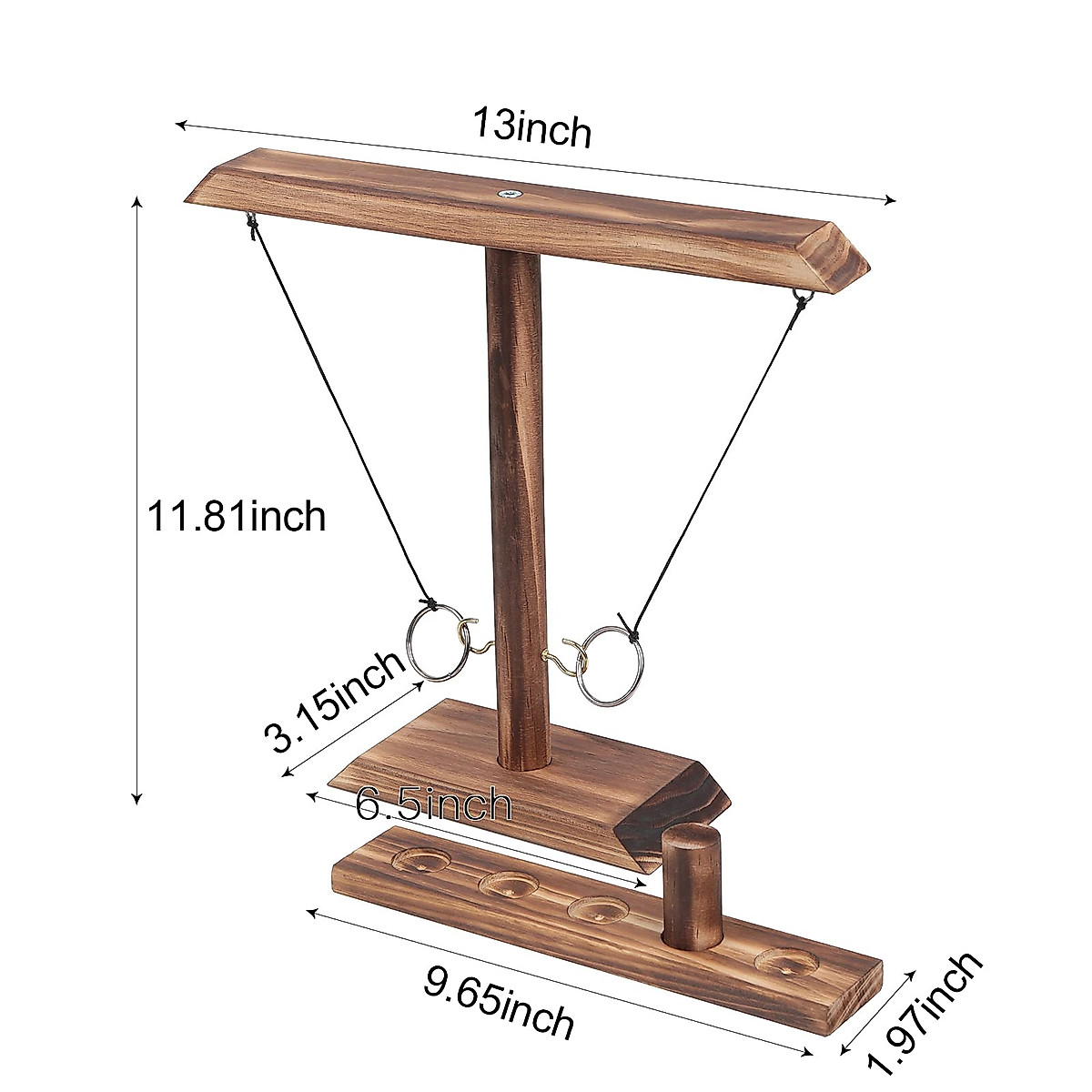 Tabletop Hooks Game, Ring Toss Game for Kids Adults, Handheld Board Games with Shot Ladder Bundle,Outdoor Indoor Handmade Wooden Hook and Ring Shot Games for Adults Party