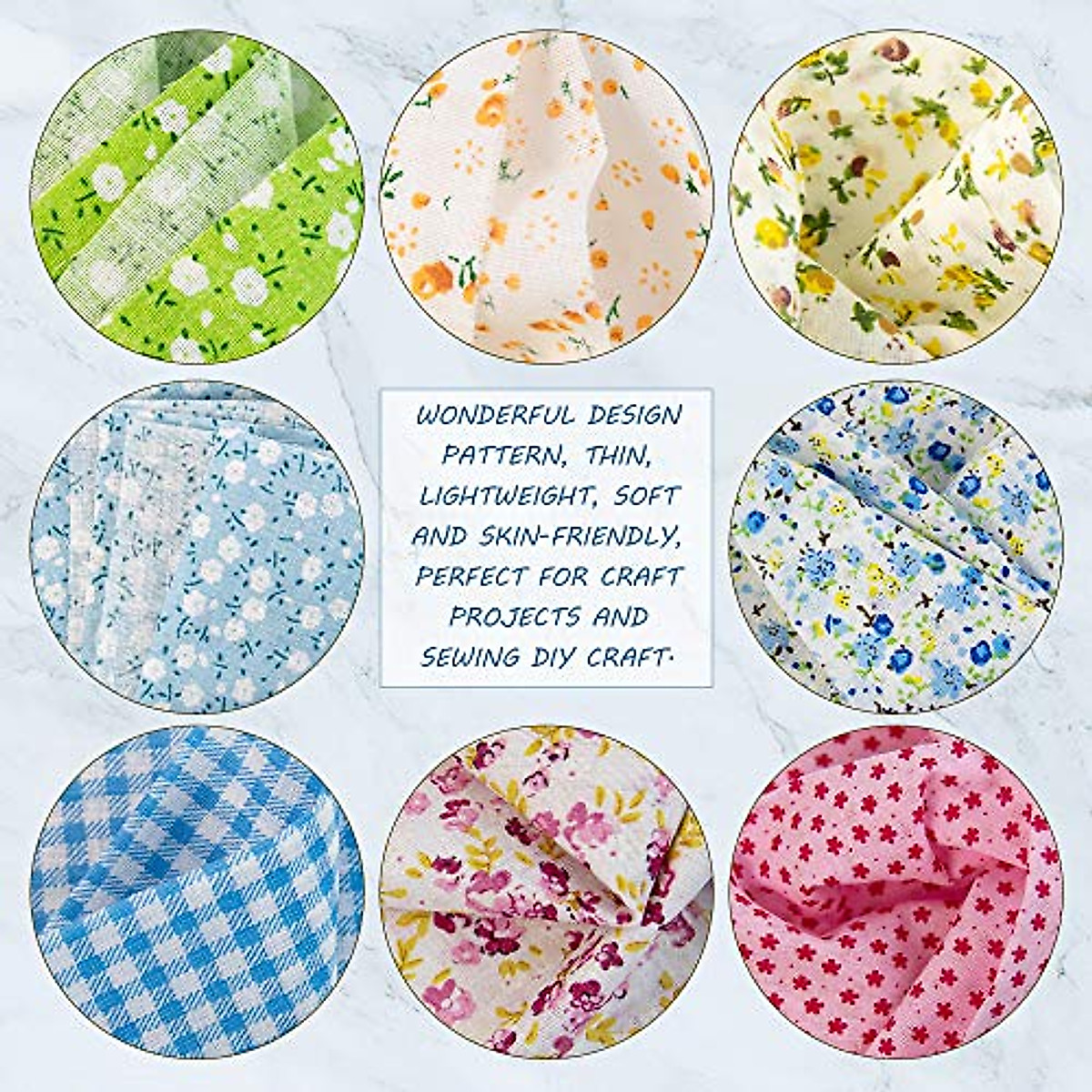 AUEAR, 35 Pack Cotton Print Fabric Bundle Squares 9.8"x9.8" Quilting Sewing Floral Precut Sheets for DIY Sewing Scrapbooking Quilting Dot Pattern (Bright Colors: Red & Blue & Yellow & Pink & Green)