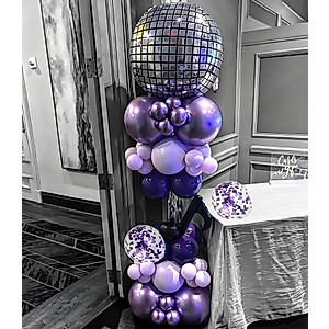 55pcs Metallic Purple Premium Latex Lavender Lilac Balloons 12 inches and Purple Confetti Balloons with Ribbons Set for Birthday Bridal Shower Wedding Party Decorations