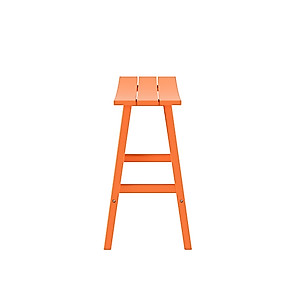 Costaelm All-Weather Bar Stools Set of 2, 29" Height Outdoor Bar Stools, Adirondack Poly Patio Bar Stool for Patio, Deck, Kitchen Counter and Garden, Orange