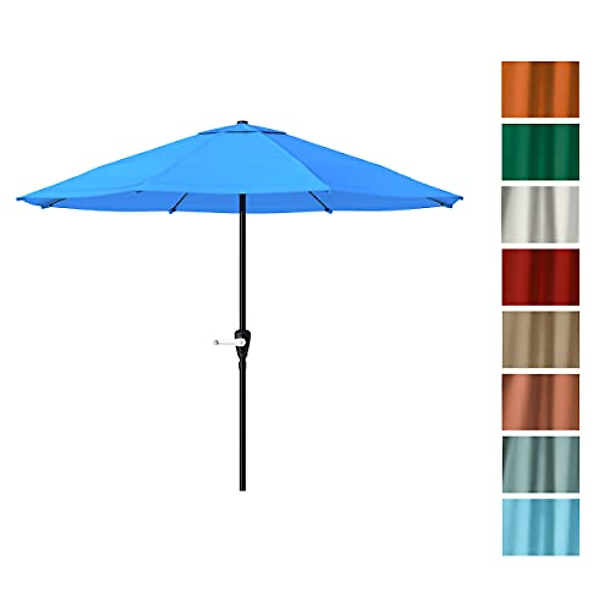 Pure Garden 9 Foot Aluminum Patio Umbrella with Auto Crank - Brilliant Blue