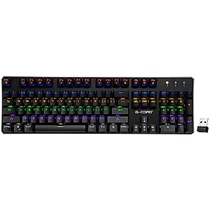 G-Cord Wireless Mechanical Gaming Keyboard, 104 Keys Wired Keyboard with Numpad, Anti-Ghosting Computer Keyboard for PC Desktop Gamers