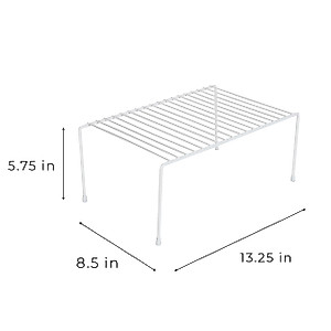 Smart Design Cabinet Storage Shelf Rack - Medium (8.5 x 13.25 Inch) - Steel Metal Wire - Cupboard, Plate, Dish, Counter & Pantry Organizer Organization - Kitchen [White]
