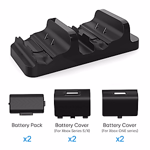 Controller Charging Dock for Xbox Series X, Xbox Series S, Xbox-one S and Xbox-one X with 800mAh Battery Pack and Battery Cover, MENEEA Dual Charger Stand Station Accessories with Charging Cable