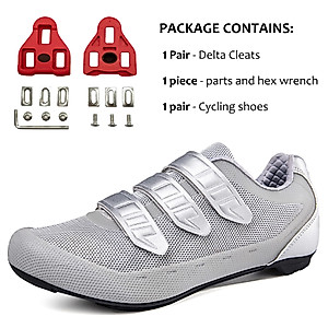 Mens Womens Indoor Cycling Shoes Compatible with Peloton Bike Shoes Cycling Shoes with Delta Cleats Clip Outdoor Pedal SPD Road Bike Shoes,Gray