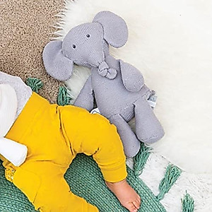 Nattou Cuddly Plush Toy Tembo The Elephant - Promotes Motor Skills, Easy Care, Extra-Soft Material, Machine Washable - Grey, 11 inches