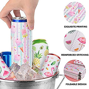 Neoprene Slim Can Sleeves - Set of 12 Can Sleeves Beer Soda Drink Coolies Caddies Collapsible Reusable Thermocoolers for Weddings Bridal Shower Birthday Bachelorette Parties