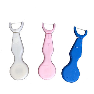 SUPVOX 3 Pcs Dental Floss Handle Reusable Dental Flosser Dental Wire Rack (White+ Pink + Blue)