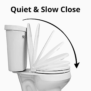 Generic Soft Close Toilet Seat, Toilet Seat with Quick Release for Easy Clean, Oval Shape Toilet Seat for Standard Size, Universal and Durable Toilet Seats, Toilet Seat with Adjustable Hinges, White