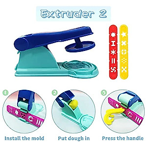 Jaeespon Dough Tools for Kids Play-41 Pieces Dough Play Set Accessories with Fruit Dinosaur Plastic Molds Roller Cutter Scissor, Preschool Arts Toys Kit Gift for Age 2-8 Girls Boys