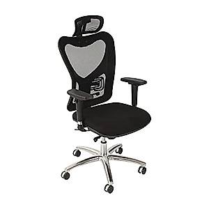 CangLong Adjustable Office Chair with Lumbar Support and Rollerblade Wheels High Back with Breathable Mesh - Adjustable Headrest, Black