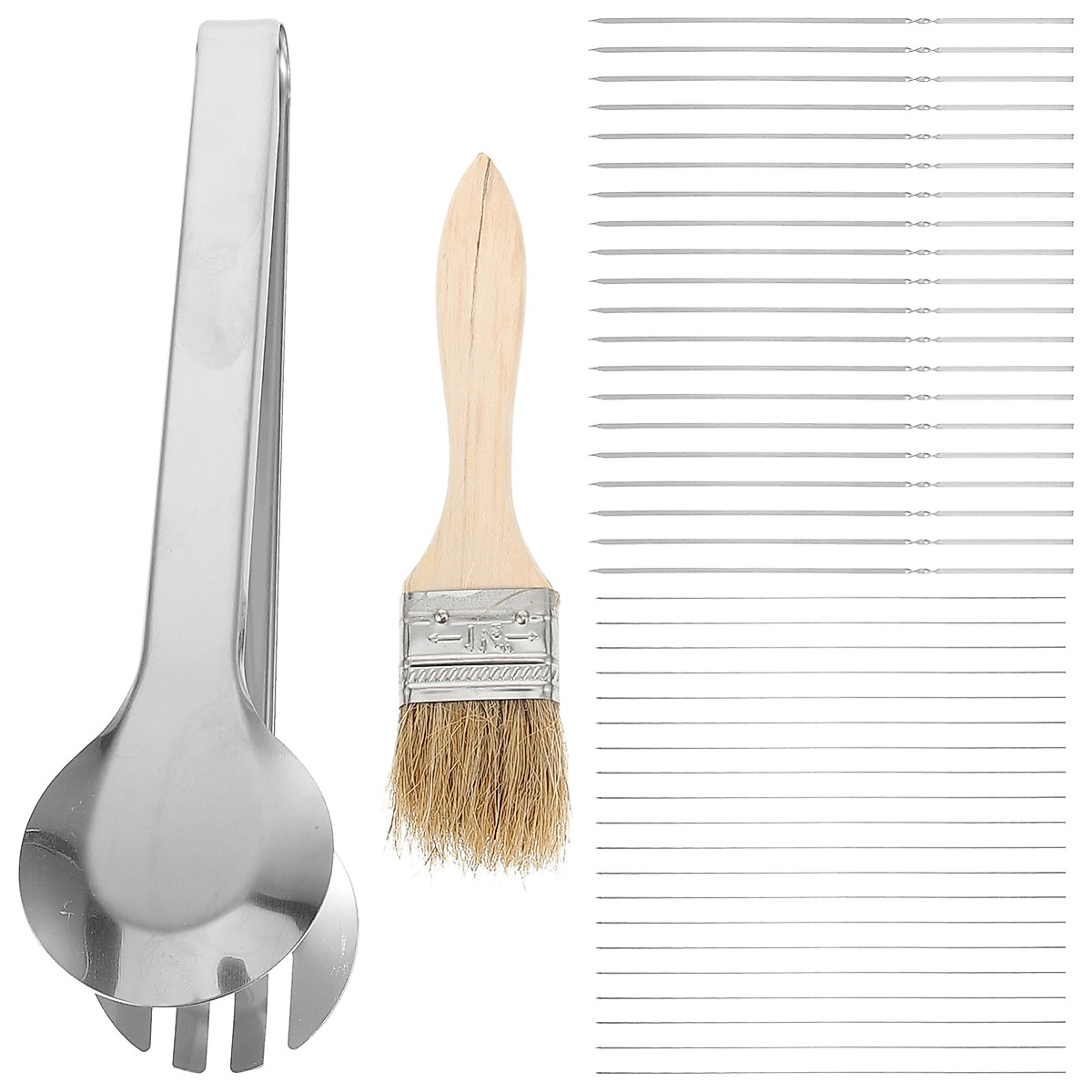 YARNOW 2 Sets Barbecue Tool Set Grill Brush Grilling Tools Grill Cooking Kit Grill Spatula for Outdoor Grill Basting Brush Food Tongs Stainless Steel Cooking Utensils Multifunction