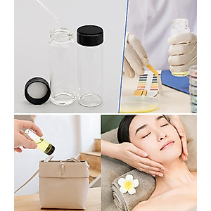 JIUWU Clear Glass Vials 30ml Empty Lab Vials Bottles Liquid Sampling Sample Glass Bottles Screwcap Pack of 12