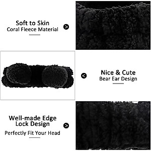 Ondder 2 Pcs Bear Ears Skincare Headbands - Black & White Spa Headbands for Makeup, Cosmetic, Spa & Party