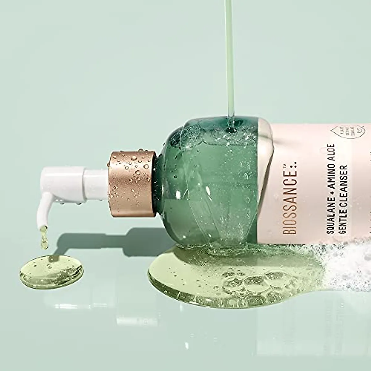 Biossance Squalane + Amino Aloe Gentle Cleanser. Foaming Gel Face Wash to Deeply Clean Pores and Remove Makeup. Hydrating, Non-Stripping Formula (6.76 fl oz)