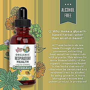 USDA Organic Respiratory Health Liquid Drops with Mullein Leaf, Marshmallow Root & Elderberry | Sinus Relief and Lung Cleanse Tonic Herbal Blend | Immune Support | Non-GMO | Vegan | 1 Fl Oz
