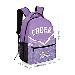 XIUCOO Cheer Purple Backpack Personalized Name Waterproof Travel Bag for Boys Girls Gift