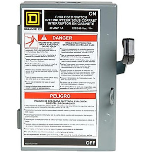 Square D - L211N 30 Amp 120/240-Volt Two-Pole Indoor Light Duty Fusible Safety Switch with Neutral,Gray