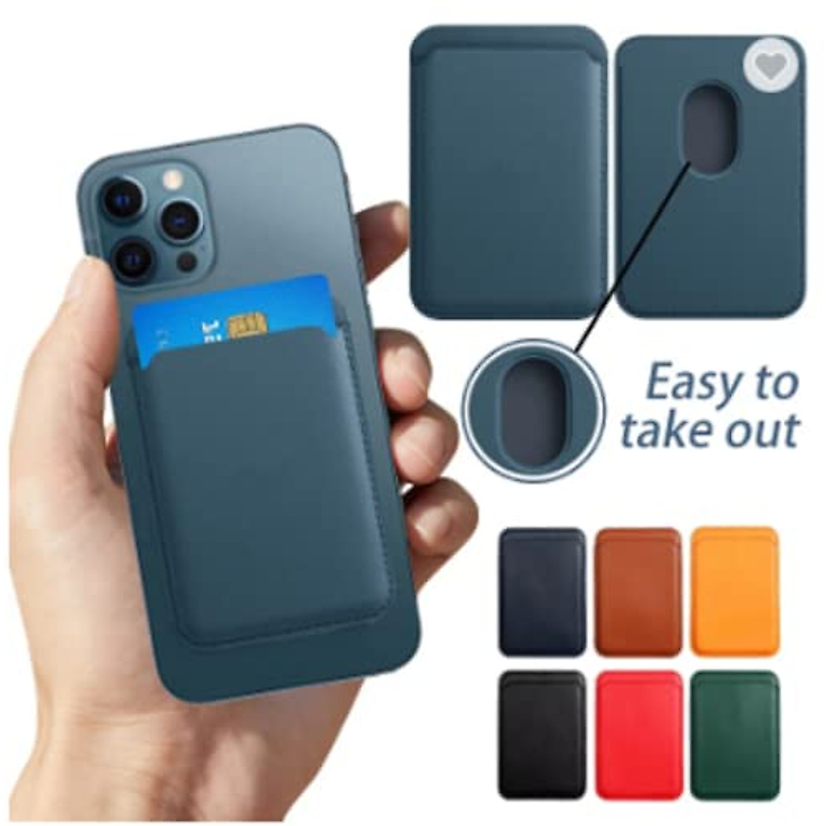 Strong Magnetic Card Holder Leather Wallet with MagSafe for Apple iPhone 14 Pro Max/14 Plus/14 Pro/14/13 Pro Max/13 Pro/13/13 Mini/12 Max/12/12 Pro/12 Mini, (Black)