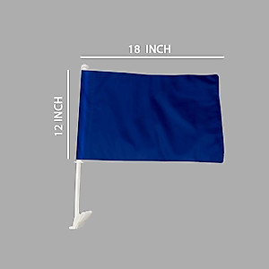 Solid Bue Car Window Clip Flag Fade Resistant Vehicle for Patriotic, Sports Events, Parades - Premium - Double Side Printing (Pack of 100)