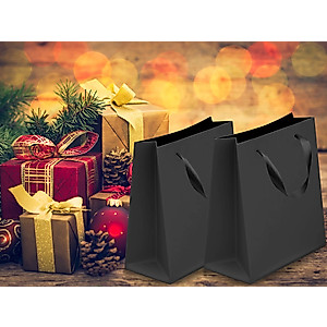 20 Pcs Black Kraft Paper Gift Bags 10.6 x 8.2 x 3.1 Inch Gift Bags Bulk with Handles for Retail Bag, Party Favor Bag, Birthday Gift Bag, Merchandise Boutique Retail Bags