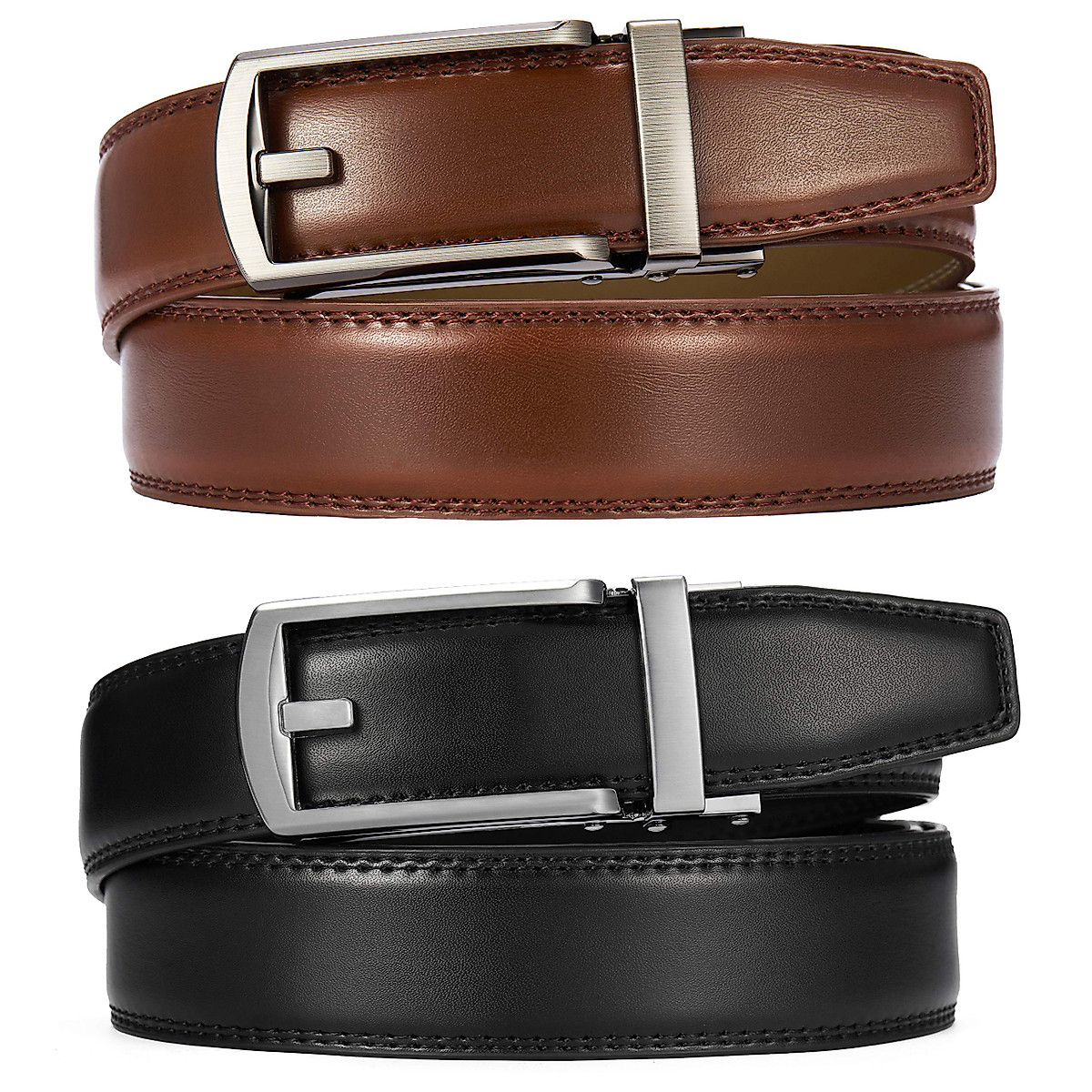 CHAOREN Click Belt for Men 2 Pack - Mens Dress Belt 1 1/4" in Packing Box - Design Belt Meet Almost Any Occasion and Outfit