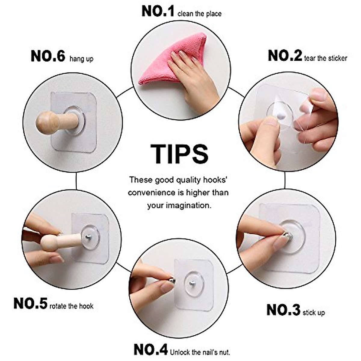 RONRI Wall Hooks, 12 Pack Self Adhesive Hooks Wooden Coat Hooks Wall Mounted Rustic Hooks, for Bathroom Bedroom Kitchen Towel Key Robe Utensil Hat, Home and Office