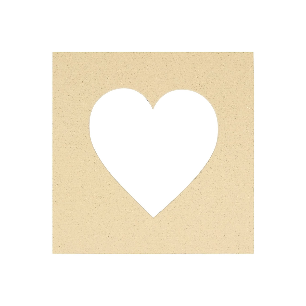 CountryArtHouse Tan Acid Free 16x16 Heart Picture Frame Mat with White Core Bevel Cut for 12x12 Pictures - Fits 16x16 Frame - Pack of 1 Matboard