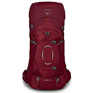Osprey Ariel 55L Women's Backpacking Backpack, Claret Red, WXS/S