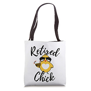 Retired Chick Funny Beach Vacation Womens Retirement Gift Tote Bag