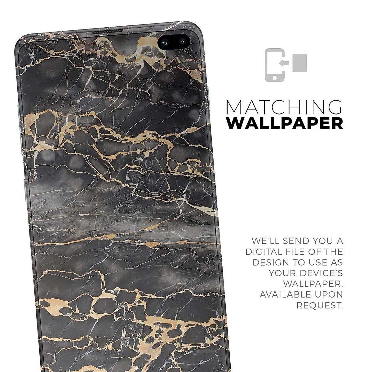 DesignSkinz Black and Gold Marble Surface Protective Vinyl Decal Wrap Skin Cover Compatible with The Samsung Galaxy S20 (Screen Trim & Back Glass Skin)