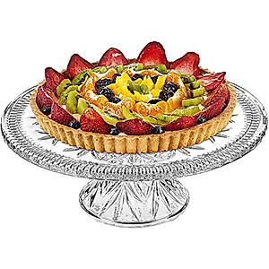 Lefonte Cake Stand, Crystal Footed Cake Plate Platter
