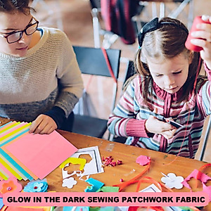 10pcs Glow in The Dark Fabric，Glow in The Dark Sewing Patchwork Fabric，Luminescent Quilting Fabricfor DIY Sewing, School Projects, Decoration, Crafting Projects and Multiple Usage(10in×10in)