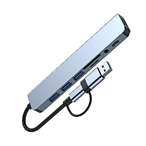 8 in 1 USB-C Hub, with 100W Power Output, 4K 60Hz HDMI Port, 10Gbps USB C and 2 USB A Data Ports, Ethernet Port, MicroSD & SD Card Reader, Household Office Necessities