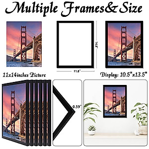 ijuerybai 6 Sets 11x14 Picture Frame, Frames for 11 x 14 Canvas Collage Photo Poster Certificate Wall Gallery, High Transparent Horizontal Vertical Black 11 by 14 Inches