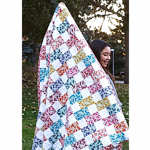 FlashPhoenix Quality Sewing Fabric – PRE-Cut Prairie Flowers Quilt Kit: Fabric, Pattern, Binding, Backing Included! Size: 60x72 Inch