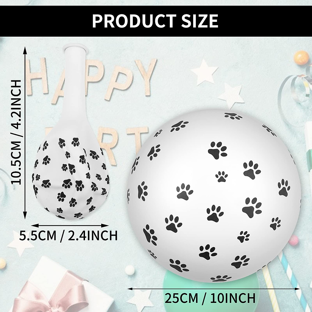Abeillo 20 Pieces Dog Paw Balloons Funny Paw Print Balloons Pet Latex Balloons for Children's Birthday Western Cowboy Farm Party Decoration Supplies