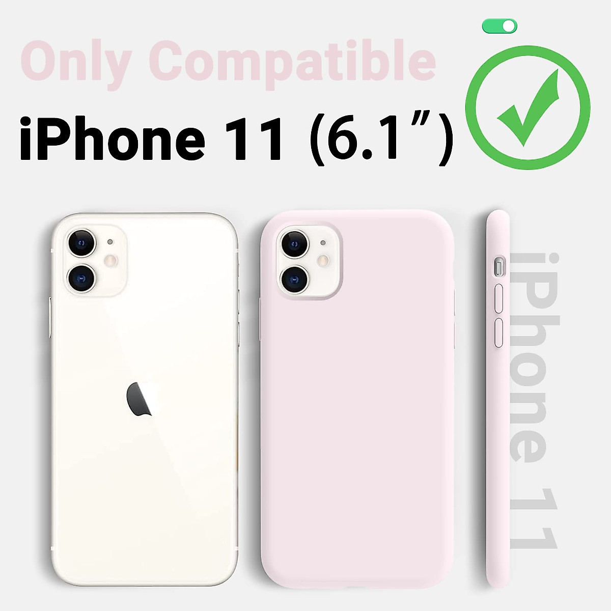 AOTESIER Upgraded Slim Fit iPhone 11 case, Premium Silicone Phone Case, Full Body Shockproof Protection Cover Anti-Scratch&Fingerprint for iPhone 11 with Comfortable Grip, 6.1 inch, Chalk Pink