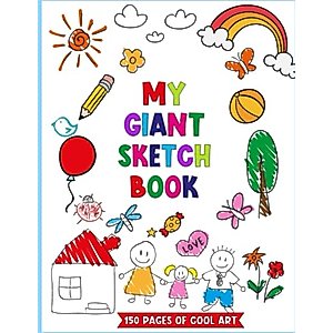 Giant Sketchbook For Kids, Large Blank Coloring Books - Journal Book For Girls And Boys - Drawing Pad Big Plain Paper - Art, Doodle and Drawing Book ... Pages - Suitable For All Ages (2-5 5-8 8-12)