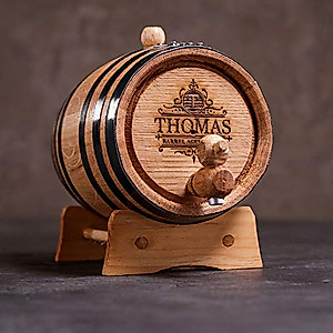 Personalized Whiskey Making Kit – Includes Personalized American White Oak Barrel (2 L.), Stand, Spigot, Essence Bottle, Barrel Cleaning Kit & More – Great Drinking Gift For Men