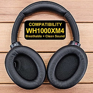 LTYIVABHTTW WH-1000XM4 Earpads - Compatible with WH-1000XM4 WH1000XM4, Ear Cushion with Soft Memory Foam (WH1000XM4 Black Protein Leather)