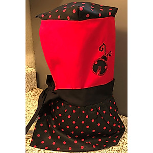 Blender Cover for OSTER. Kitchen design: Lady Bug/Black-Red Dots. Dress for blender-Ribbons to make your own adjustable bow.