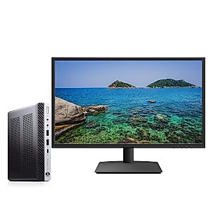 HP Elitedesk 800 G3 Mini Desktop (Intel Quad Core i5-6500T, 32GB DDR4 RAM, 256GB NVME SSD) Type-C, DisplayPort DP, USB WiFi, Ethernet, Keyboard+Mouse, Windows 10 Pro 64-bit with 24 LCD(Renewed)