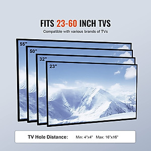 VEVOR Mobile TV Stand for 23-60 inch TVs Screen Holds up to 88lb, Height Adjustable Rolling TV Stand with Locking Wheels and Tray, Max VESA 400x400mm, Movable Floor TV Stand for Bedroom, Living Room